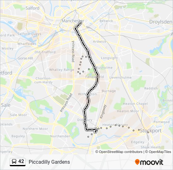 42 Route: Schedules, Stops & Maps - Piccadilly Gardens (Updated)