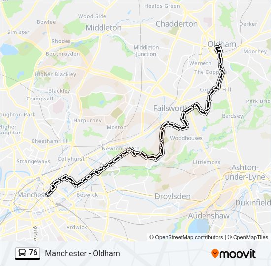 76 Route: Schedules, Stops & Maps - Oldham (Updated)