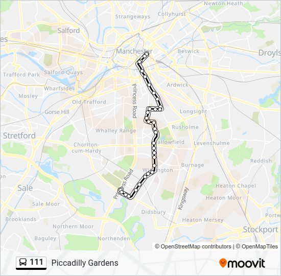 111 Route: Schedules, Stops & Maps - Piccadilly Gardens (Updated)