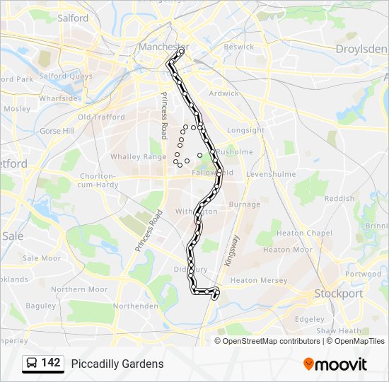 142 Route: Schedules, Stops & Maps - Piccadilly Gardens (Updated)