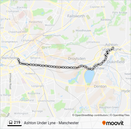 219 Route: Schedules, Stops & Maps - Ashton-Under-Lyne Interchange ...
