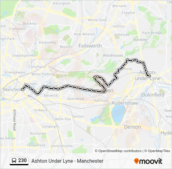 230 Route: Schedules, Stops & Maps - Ashton-Under-Lyne Interchange ...