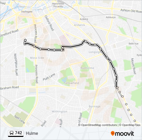 742 Route: Schedules, Stops & Maps - Hulme (Updated)
