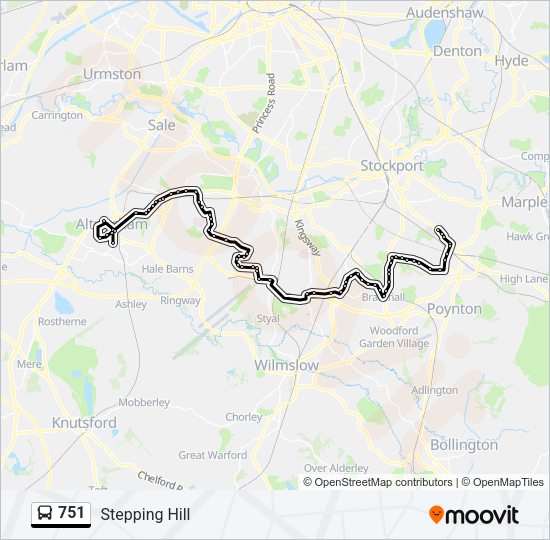 751 Route: Schedules, Stops & Maps - Stepping Hill (Updated)