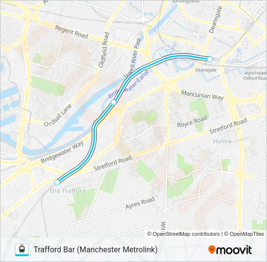 BLUE LINE Route: Schedules, Stops & Maps - Trafford Bar (Manchester ...