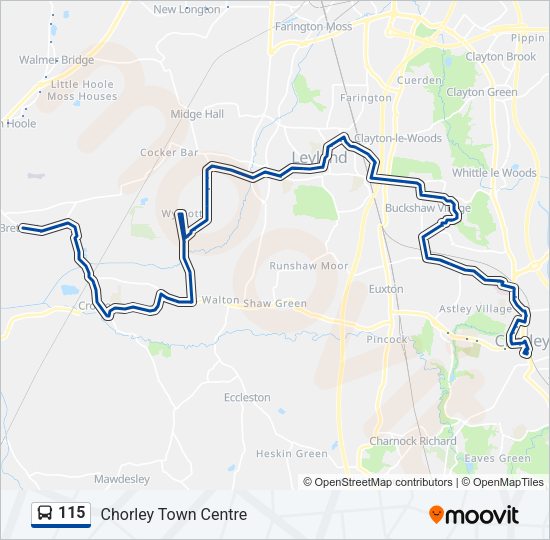 115 Route: Schedules, Stops & Maps - Chorley Town Centre (Updated)