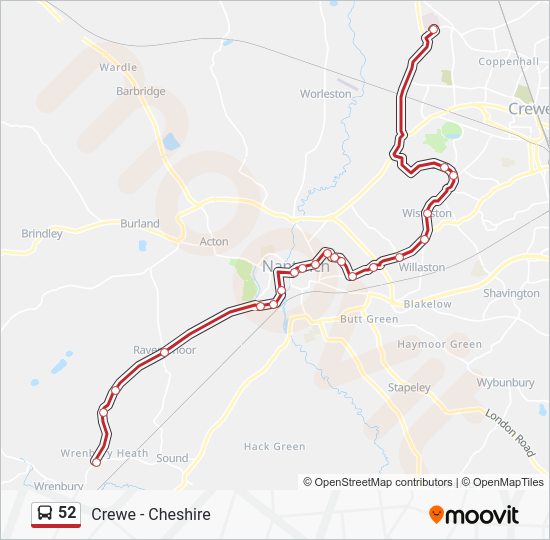52 Route: Schedules, Stops & Maps - Wrenbury Heath Road (Updated)