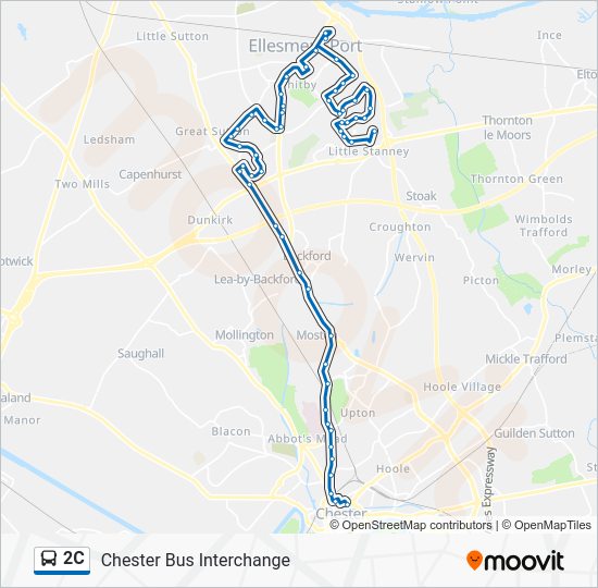 2C Route: Schedules, Stops & Maps - Chester Bus Interchange (Updated)
