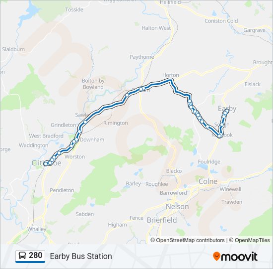 280 Route: Schedules, Stops & Maps - Earby Bus Station (Updated)