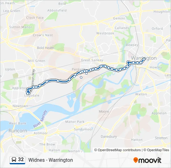 32 Route: Schedules, Stops & Maps - Warrington, Interchange - Stand H ...