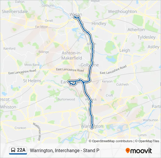 22A Route: Schedules, Stops & Maps - Warrington, Interchange - Stand P ...