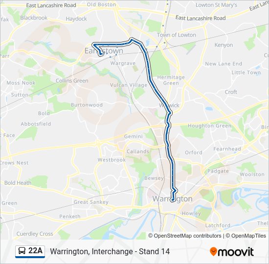 22a Route: Schedules, Stops & Maps - Warrington, Interchange - Stand 14 ...