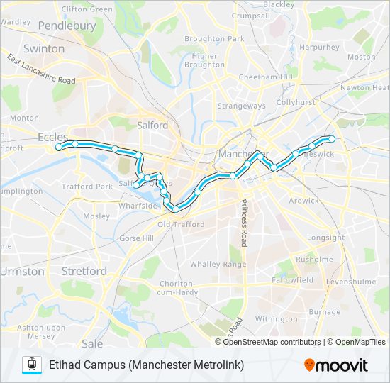 blue line Route: Schedules, Stops & Maps - Etihad Campus (Manchester ...