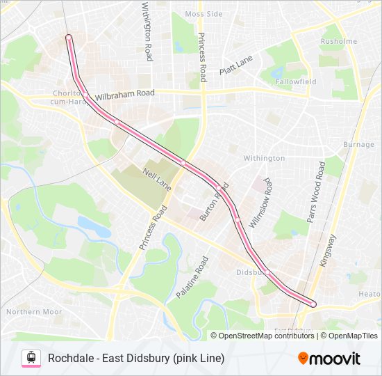 pink line Route: Schedules, Stops & Maps - East Didsbury (Manchester ...