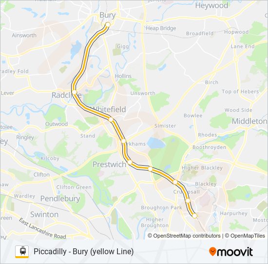 yellow line Route: Schedules, Stops & Maps - Abraham Moss (Manchester ...