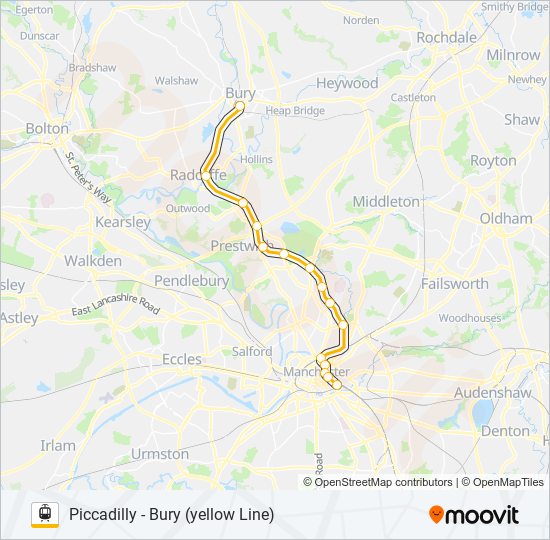 yellow line Route: Schedules, Stops & Maps - Bury (Manchester Metrolink ...
