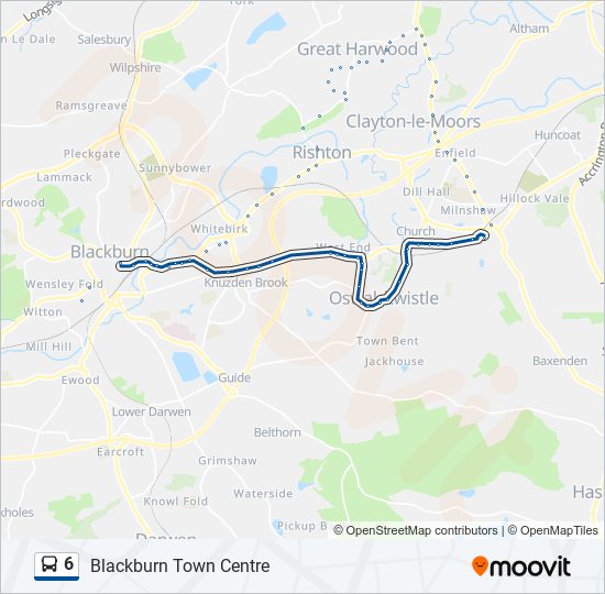 6 Route: Schedules, Stops & Maps - Blackburn Town Centre (Updated)