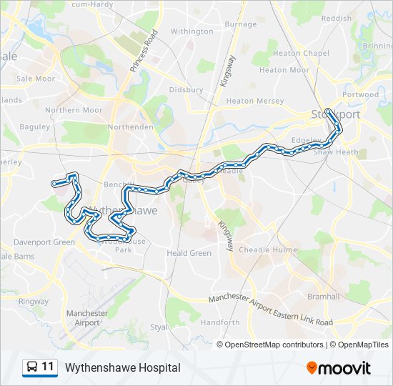 11 Route: Schedules, Stops & Maps - Wythenshawe Hospital (Updated)