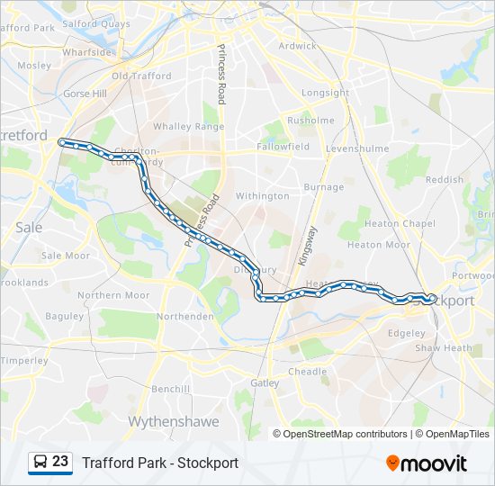 23 Route: Schedules, Stops & Maps - Stretford (Updated)