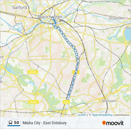 50 Route: Schedules, Stops & Maps - Manchester City Centre