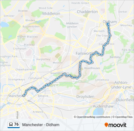 76 Route: Schedules, Stops & Maps - Oldham (Updated)