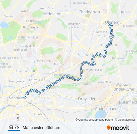 76 Route: Schedules, Stops & Maps - Oldham (Updated)
