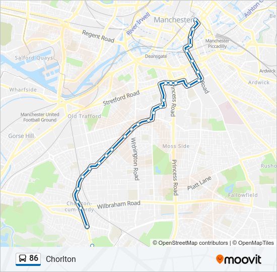 86 Route: Schedules, Stops & Maps - Chorlton (Updated)