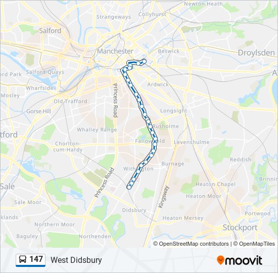 147 Route: Schedules, Stops & Maps - West Didsbury (Updated)