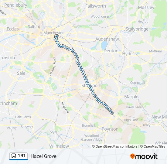 191 Route: Schedules, Stops & Maps - Hazel Grove (Updated)