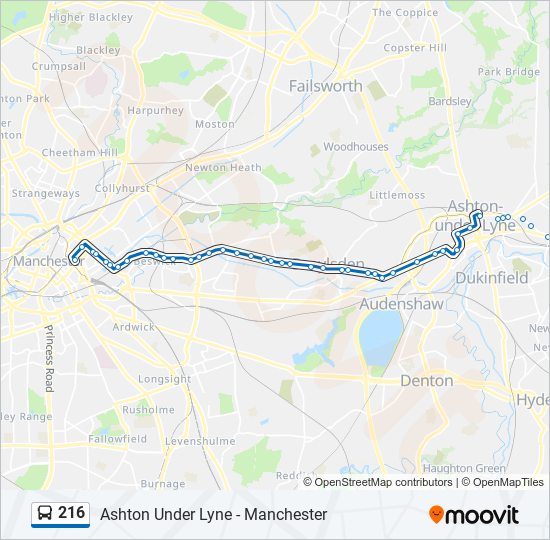 216 Route: Schedules, Stops & Maps - Piccadilly Gardens (Updated)