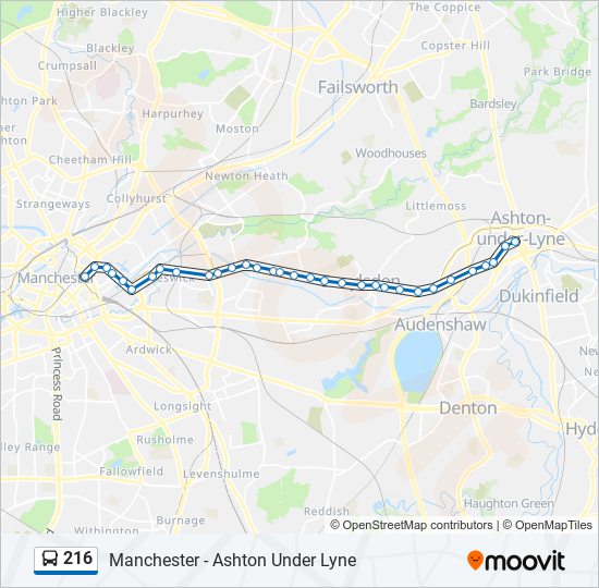 216 Route: Schedules, Stops & Maps - Ashton-Under-Lyne (Updated)