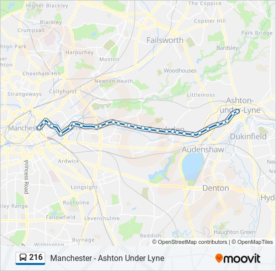 216 Route: Schedules, Stops & Maps - Ashton-Under-Lyne (Updated)