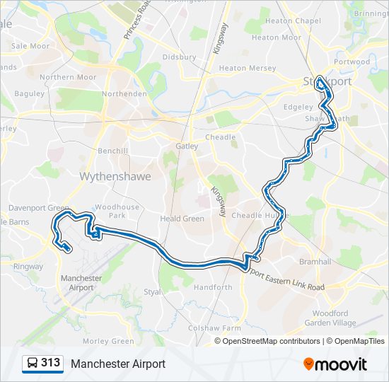 313 Route: Schedules, Stops & Maps - Manchester Airport (Updated)