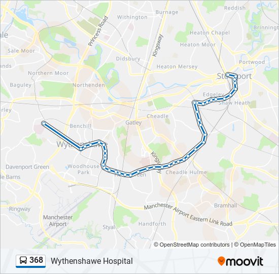 368 Route: Schedules, Stops & Maps - Wythenshawe Hospital (Updated)