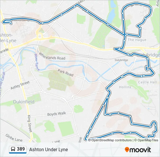 389 Route: Schedules, Stops & Maps - Ashton-Under-Lyne (Updated)
