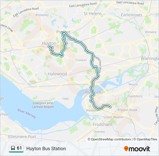 61 Route: Schedules, Stops & Maps - Huyton Bus Station (Updated)