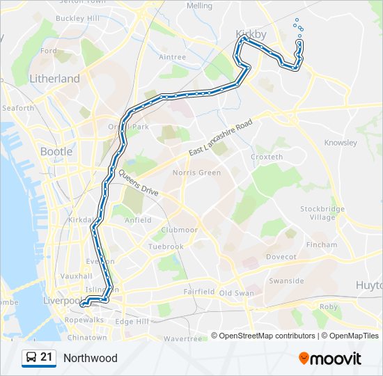 21 Route: Schedules, Stops & Maps - Northwood (Updated)