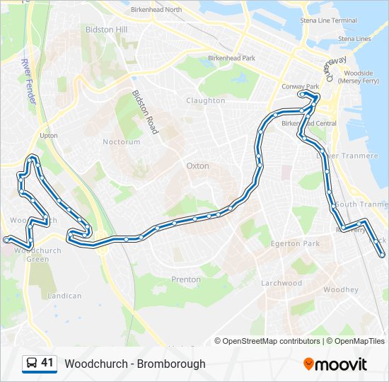 41 Route: Schedules, Stops & Maps - Rock Ferry Depot (Updated)