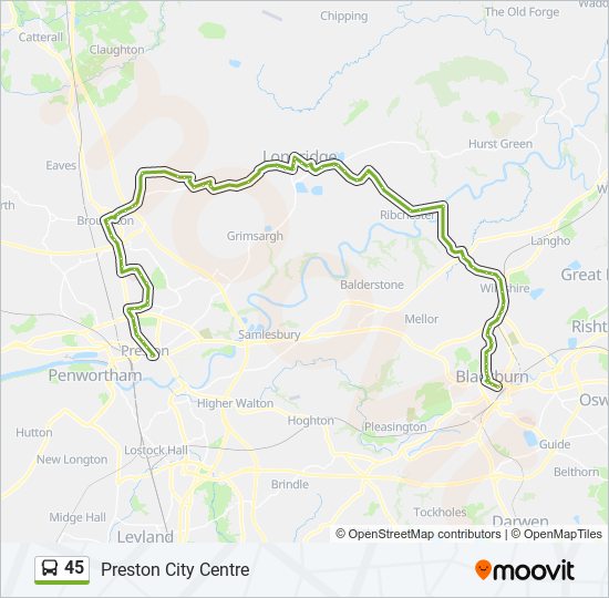 45 Route: Schedules, Stops & Maps - Preston City Centre (Updated)