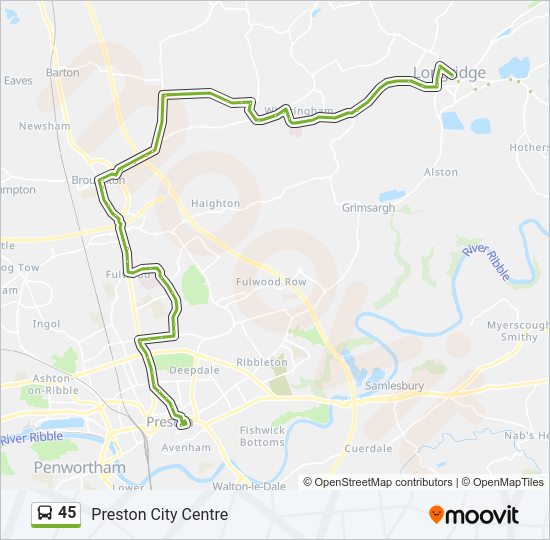 45 Route: Schedules, Stops & Maps - Preston City Centre (Updated)
