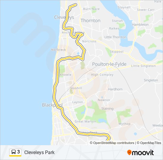 3 Route: Schedules, Stops & Maps - Cleveleys Park (Updated)
