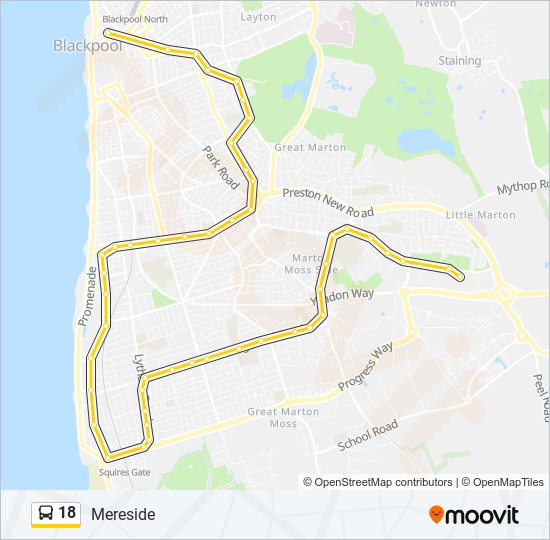 18 Route: Schedules, Stops & Maps - Mereside (Updated)