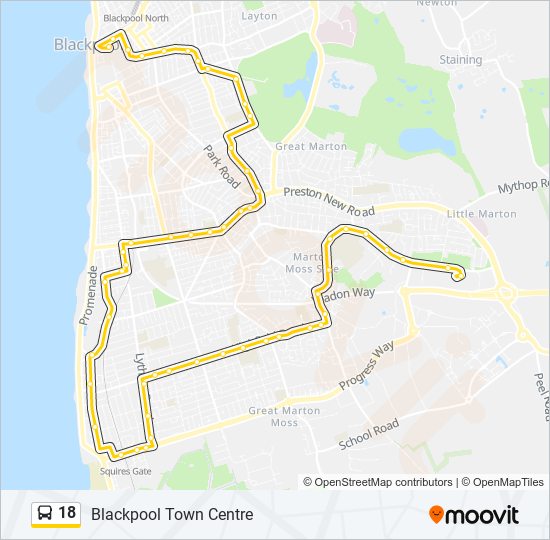 18 Route: Schedules, Stops & Maps - Blackpool Town Centre (Updated)