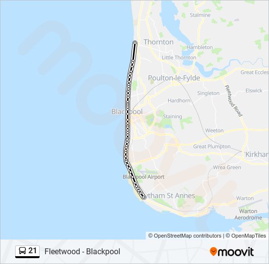 21 Route: Schedules, Stops & Maps - Cleveleys (Updated)