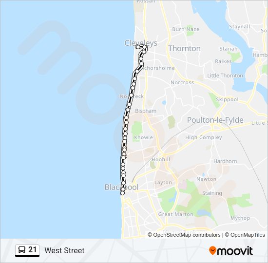 21 Route: Schedules, Stops & Maps - West Street (Updated)