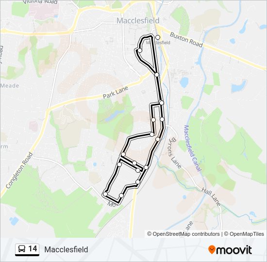 14 Route: Schedules, Stops & Maps - Macclesfield Circular (Updated)