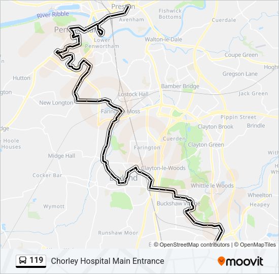 119 Route: Schedules, Stops & Maps - Chorley Hospital Main Entrance ...