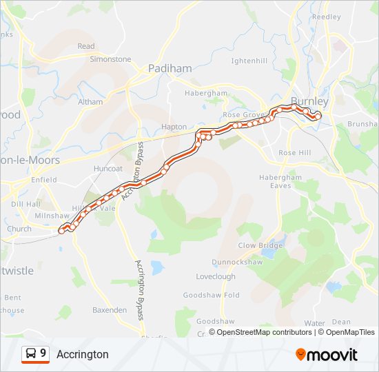 9 Route: Schedules, Stops & Maps - Accrington (Updated)