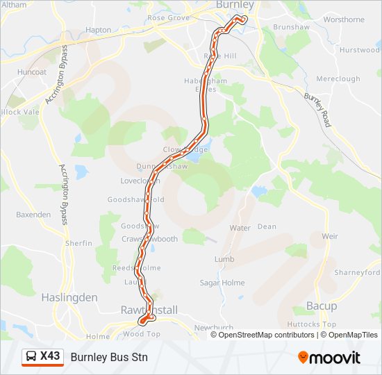 x43 Route: Schedules, Stops & Maps - Burnley Bus Stn (Updated)