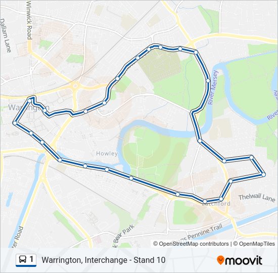 1 Route: Schedules, Stops & Maps - Warrington, Interchange - Stand 10 ...